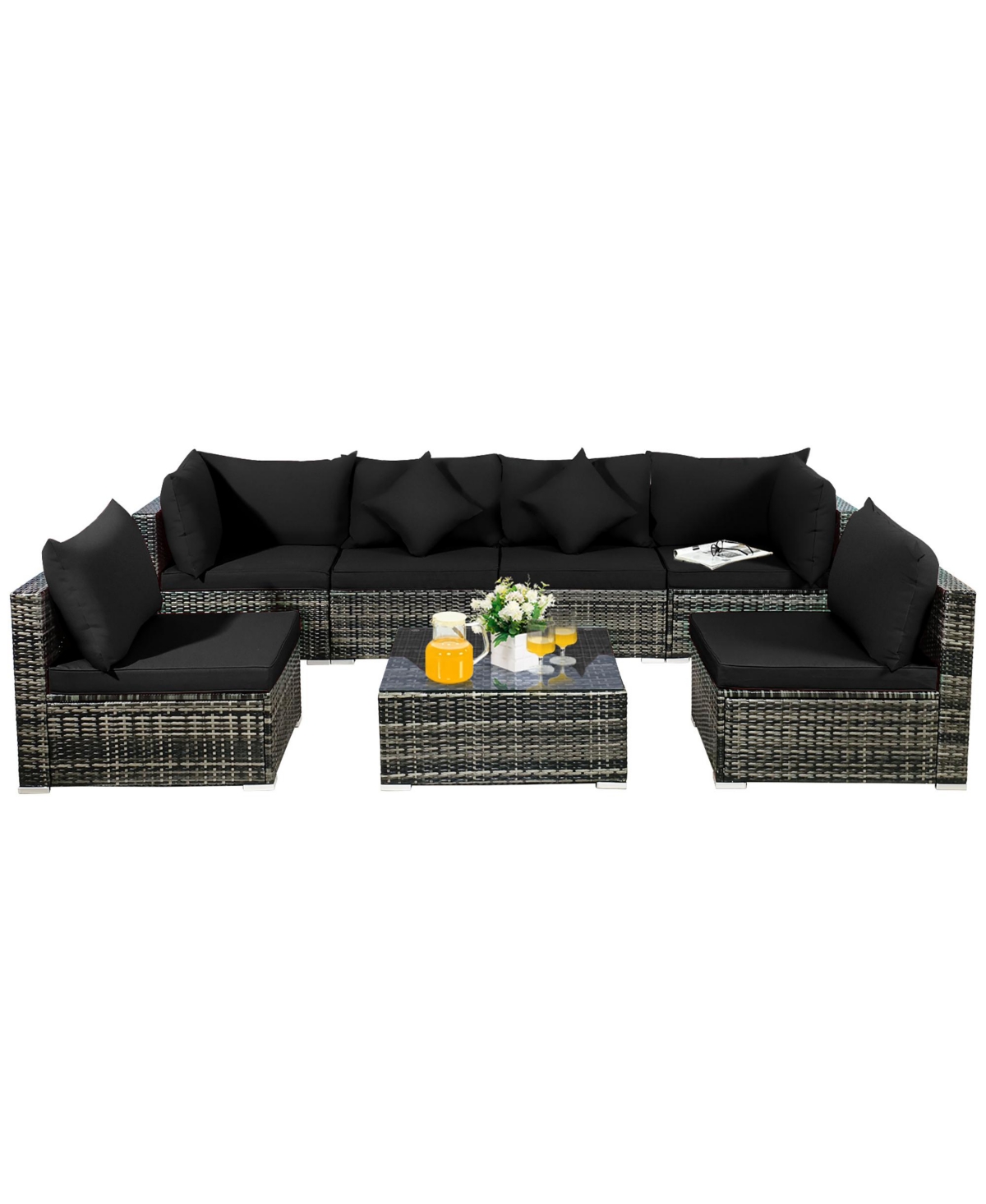 Click here for 7PCS Patio Rattan Furniture Set Sectional Sofa Gar... prices