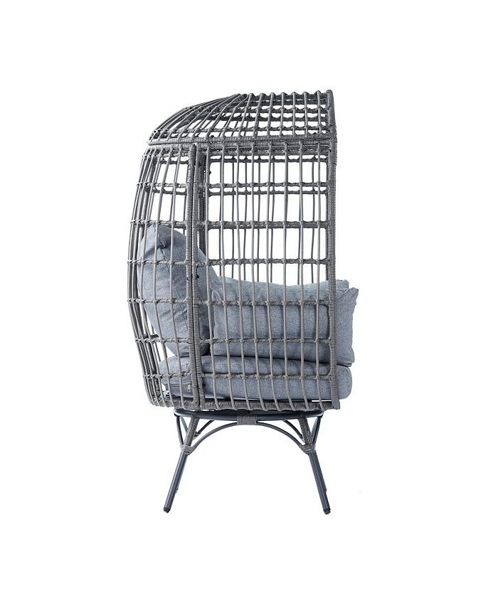 MERRICK LANE Tavros Oversized Wicker Rattan Swivel Lounge Egg Chair For Indoor/Outdoor Patio ...