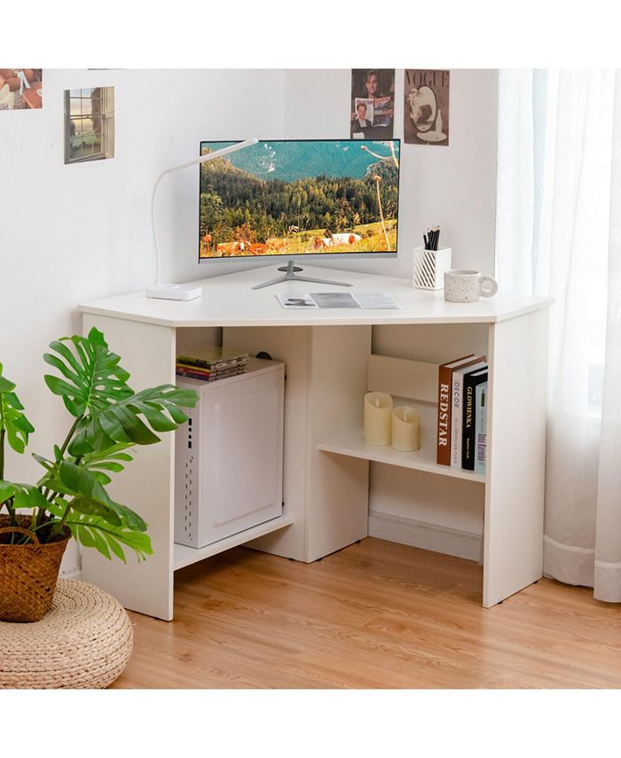 Slickblue Corner Computer Desk Triangle Writing Workstation with ...