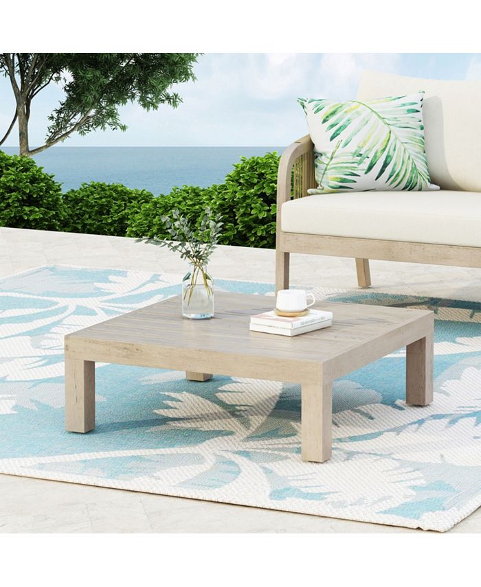 Simplie Fun Rustic Acacia Wood Coffee Table with Slat Panel Design - Macy's