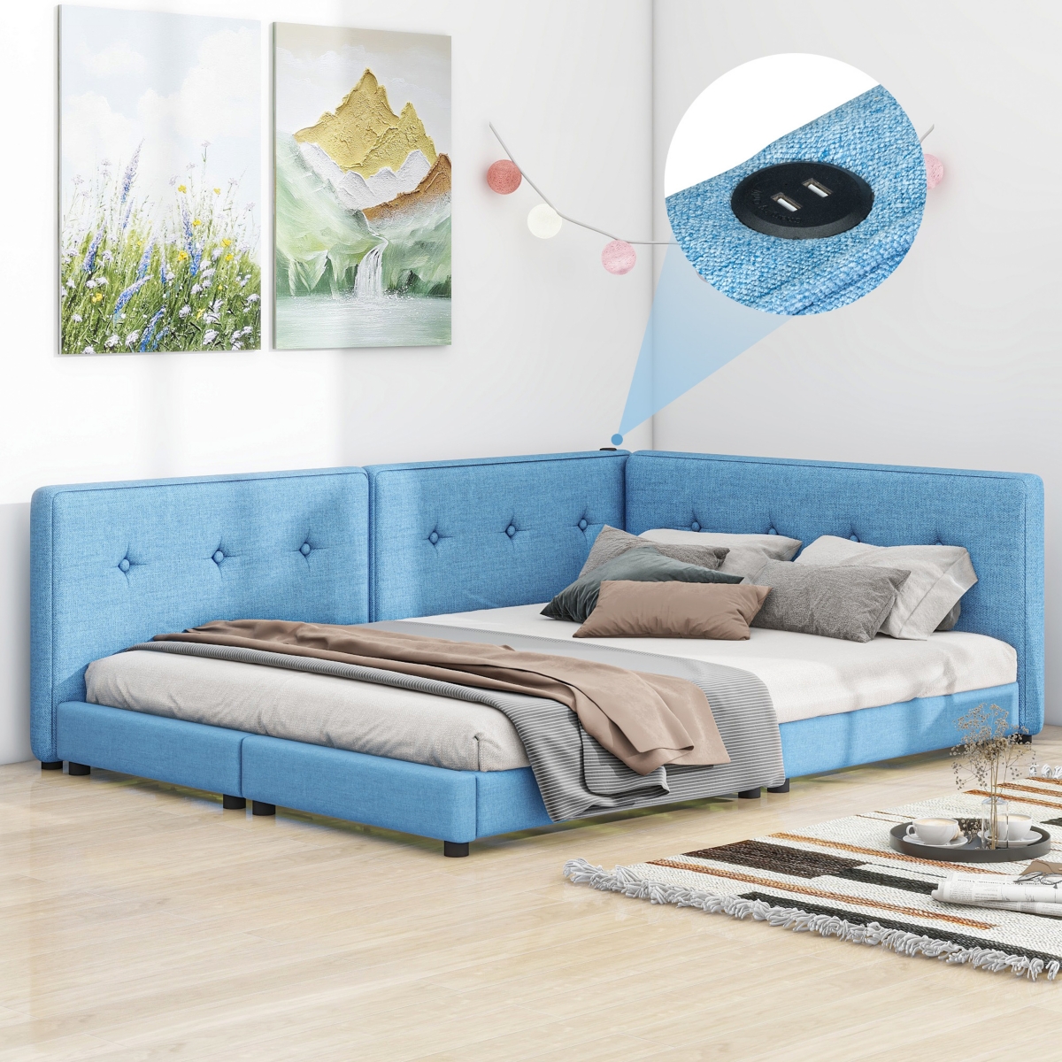 Click here for Streamdale Upholstered Queen Size Platform Bed Wit... prices