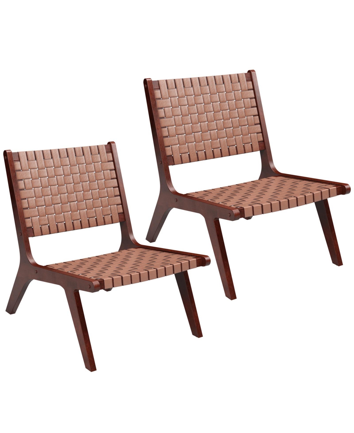Click here for Slickblue Set of 2 Woven Leather Accent Chairs wit... prices