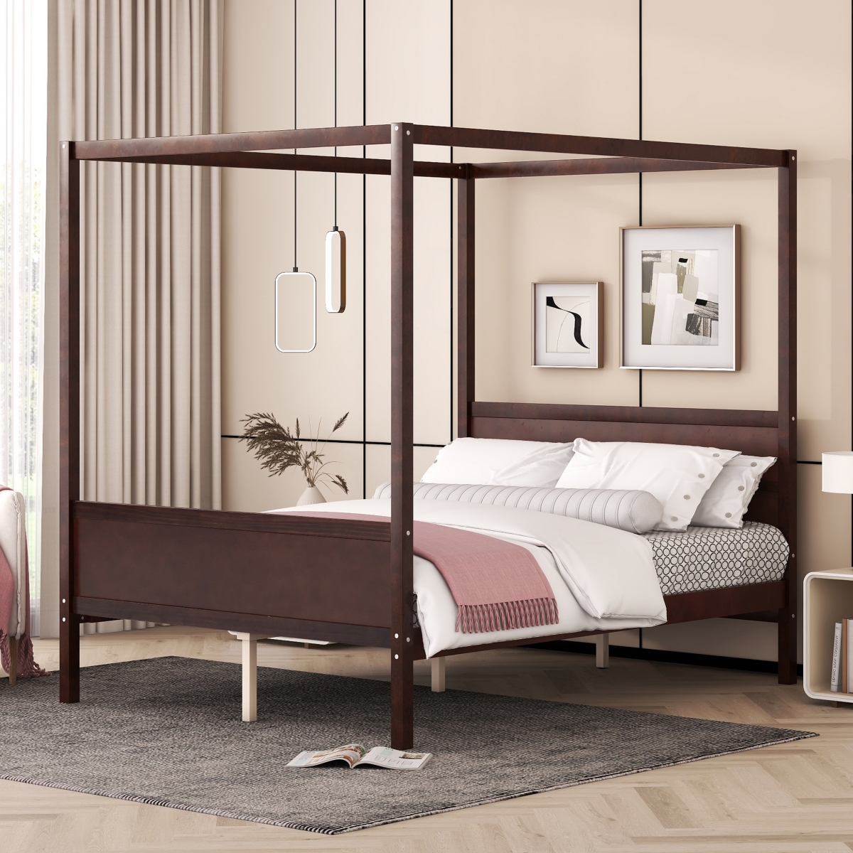 Click here for Streamdale Queen Canopy Platform Bed with Headboar... prices