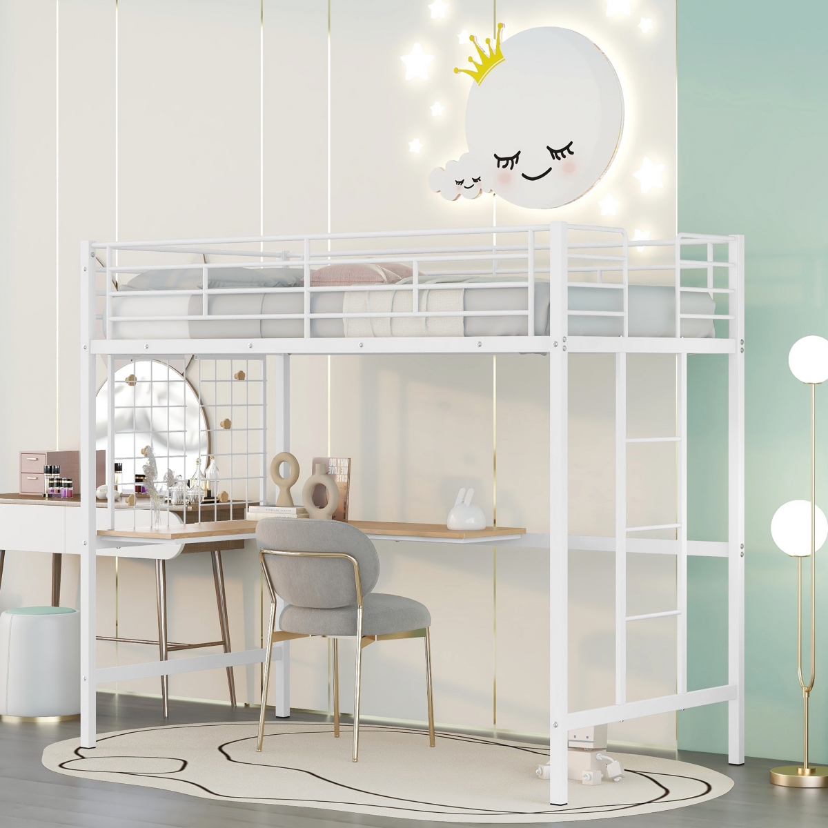 Click here for Streamdale Twin Metal Loft Bed With Desk And Metal... prices