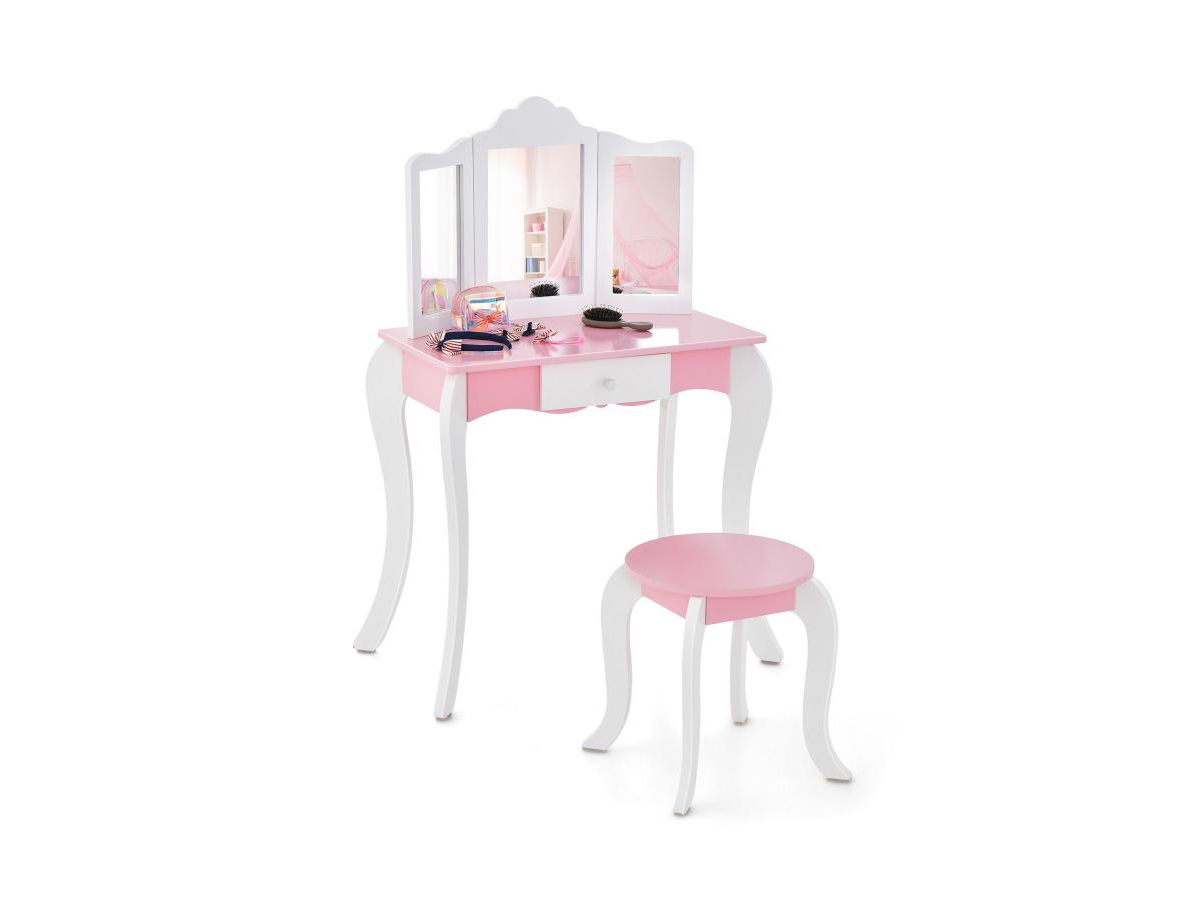 Click here for Slickblue Kids Wooden Vanity Table and Stool Set w... prices