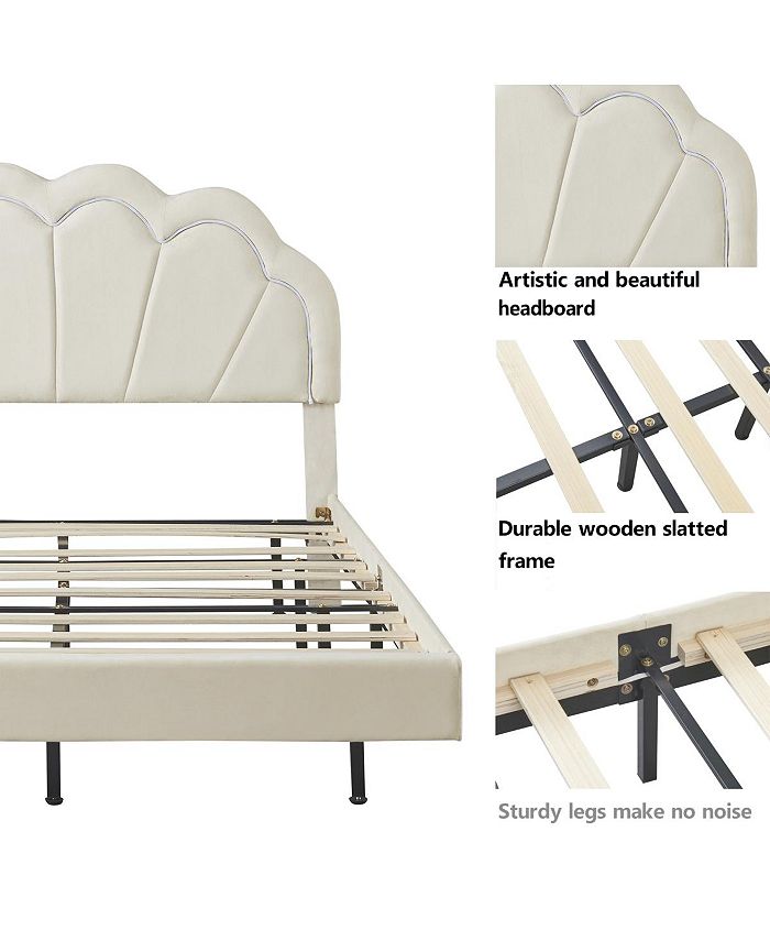 Simplie Fun Smart LED Platform Bed with Elegant Flowers Headboard - Macy's