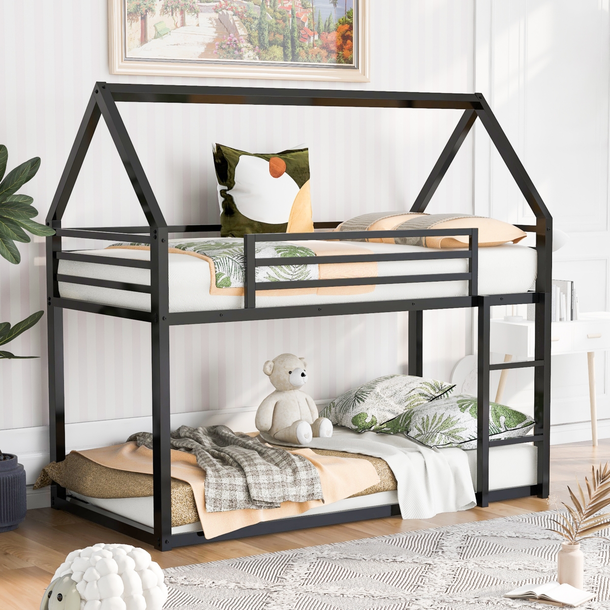 Click here for Streamdale Twin Over Twin House Bunk Bed With Buil... prices