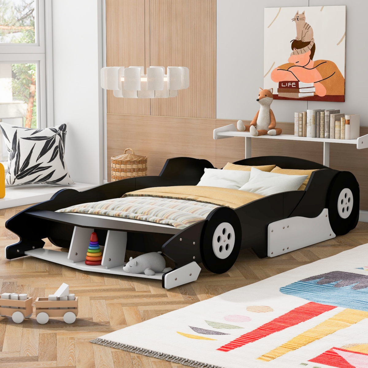 Click here for Simplie Fun Full Size Race Car-Shaped Platform Bed... prices