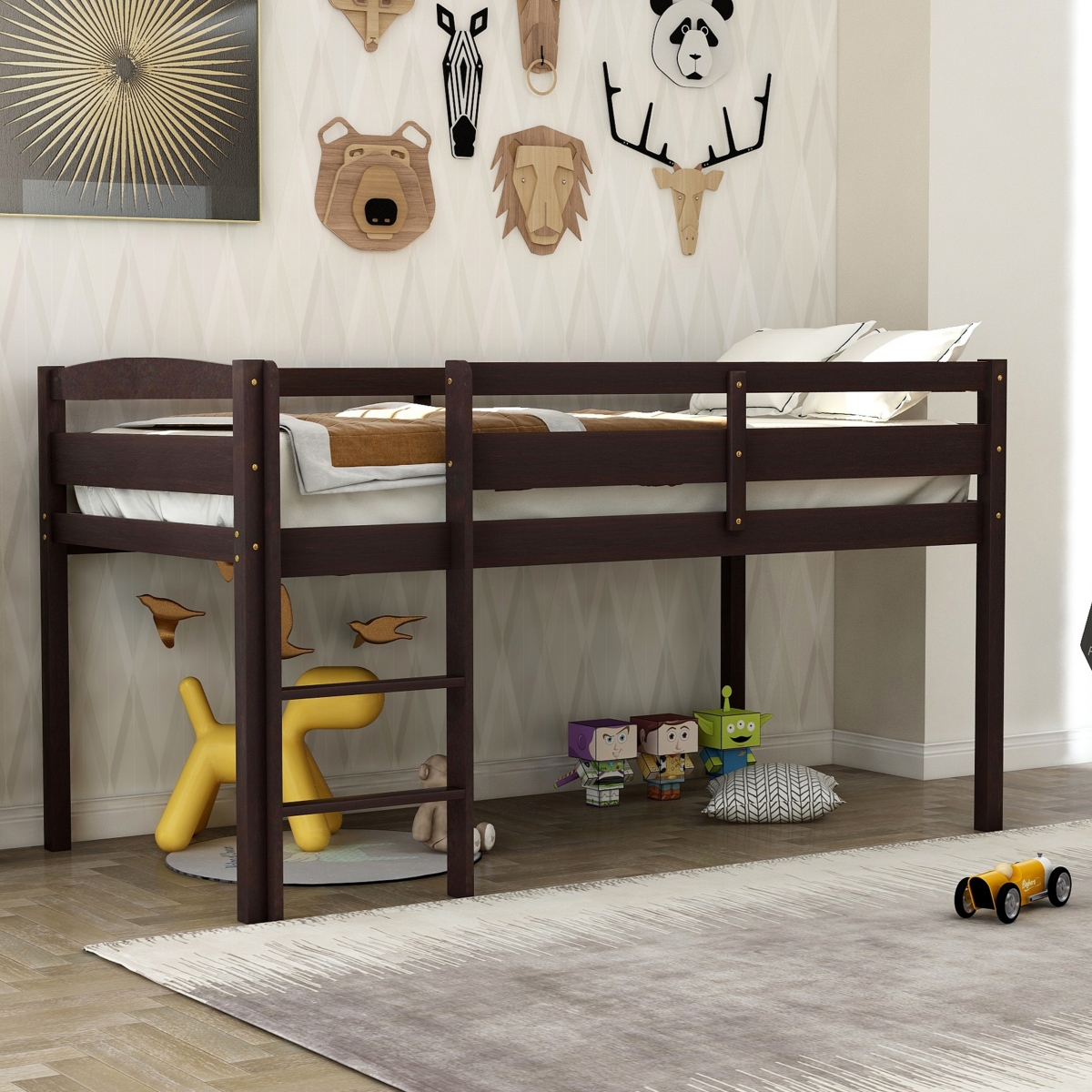 Click here for Streamdale Twin Wood Loft Bed Low Loft Beds With L... prices