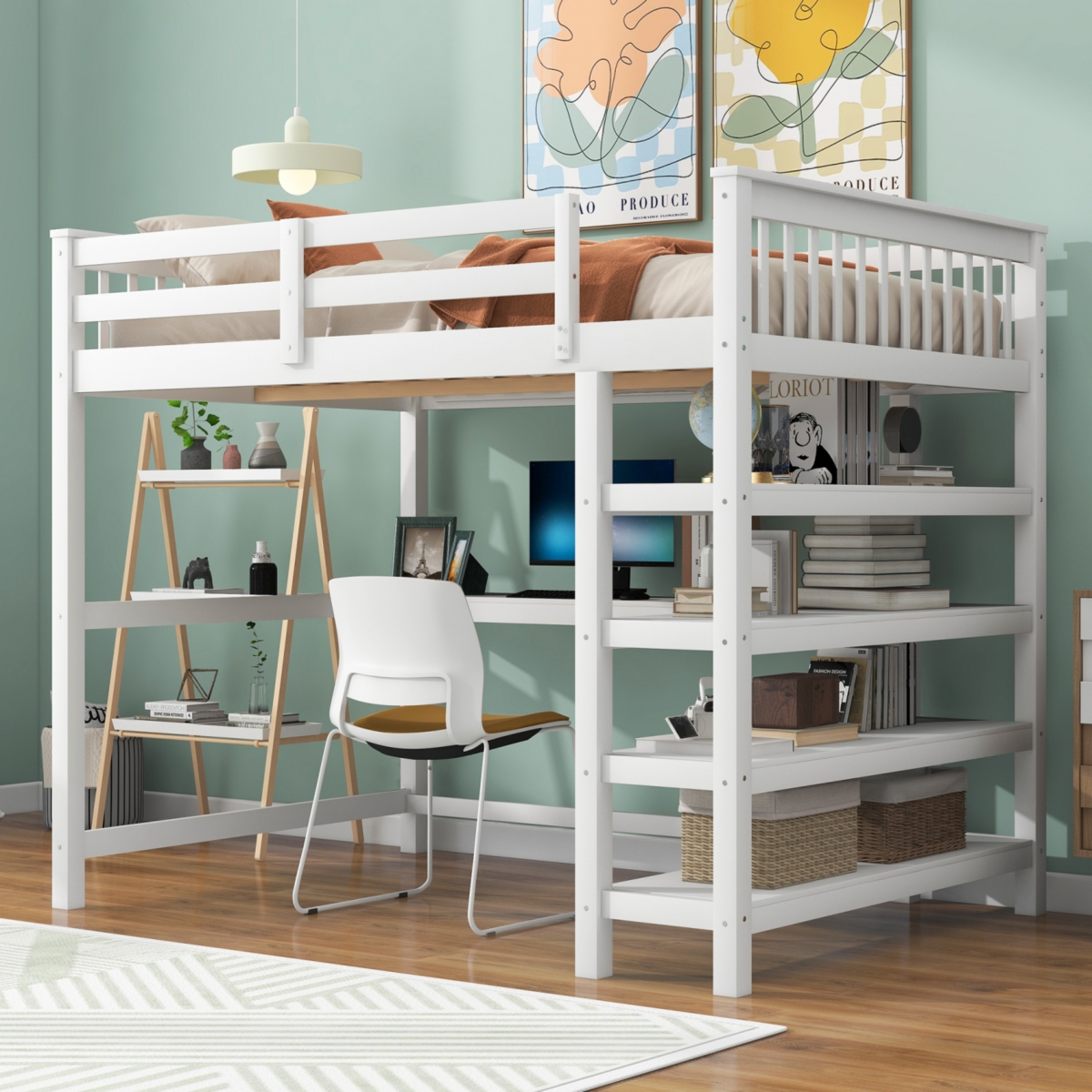 Click here for Simplie Fun Full Size Loft Bed With Storage Shelve... prices