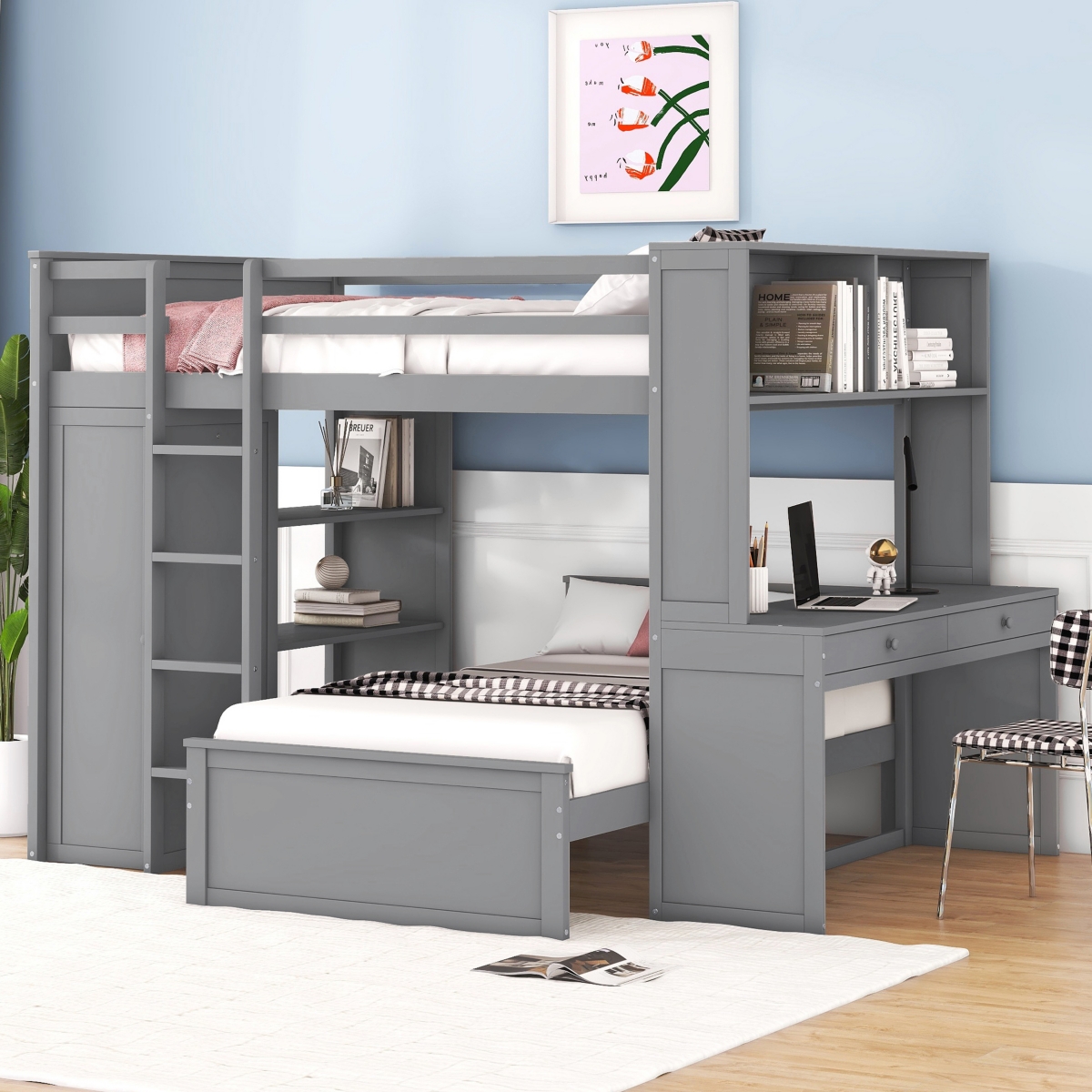 Click here for Streamdale Twin Loft Bed with Desk  Shelves  and W... prices
