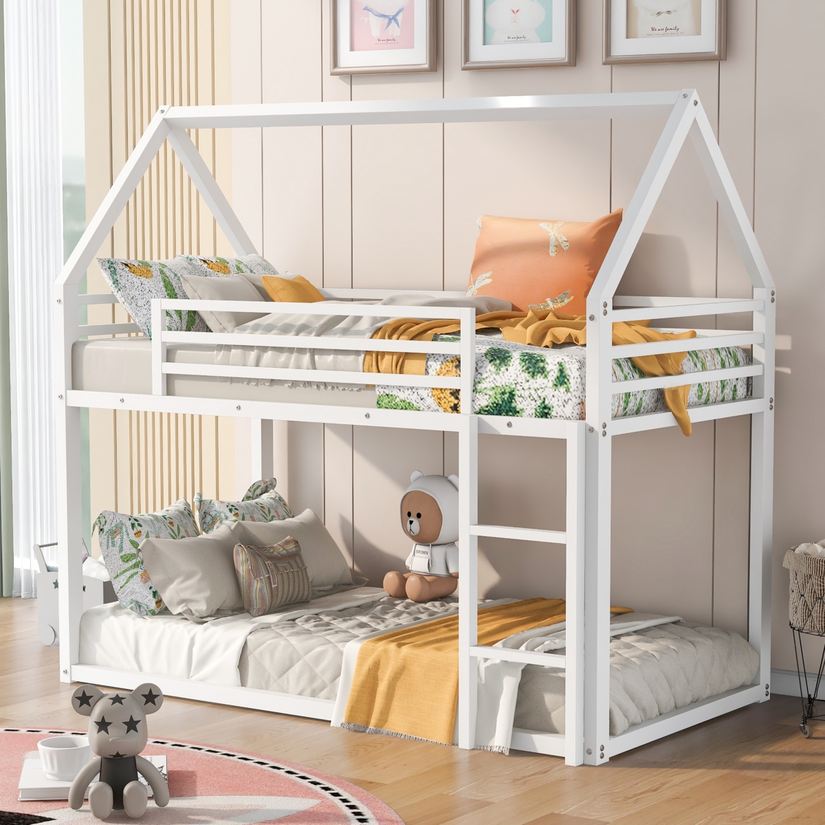 Click here for Streamdale Twin Over Twin House Bunk Bed With Buil... prices