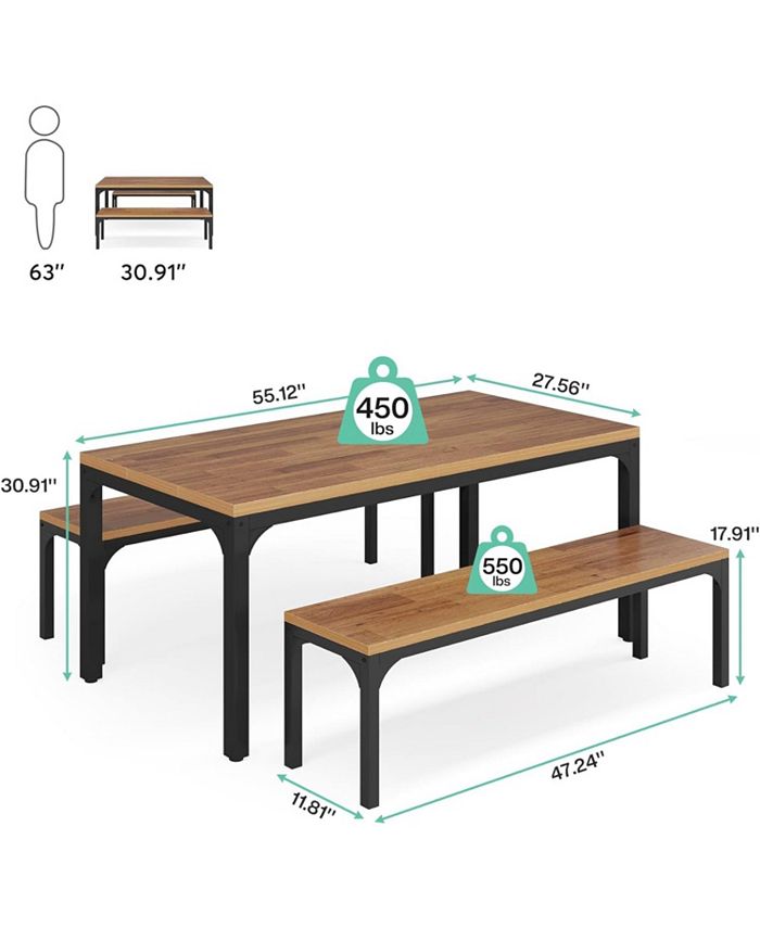 Tribesigns Dining Table Set for 6 People, 3 Pieces Rectangular Kitchen ...