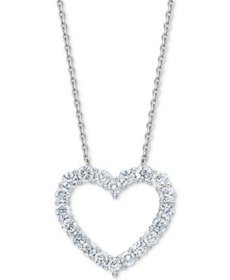 Macy s Diamond Open Heart Pendant Necklace 1 ct. t.w. in 14k White Gold 16 2 extender Macy s