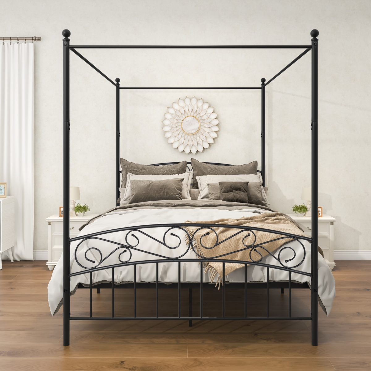 Click here for Streamdale Queen Size Metal Canopy Bed Frame With... prices
