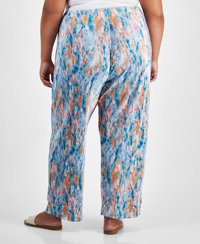 JM Collection Plus Size Pleated Wide-Leg Pull-On Pants, Created for ...