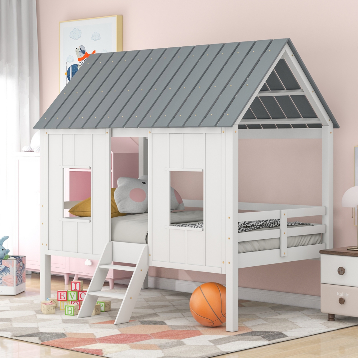 Click here for Simplie Fun Twin Size Low Loft House Bed With Roof... prices