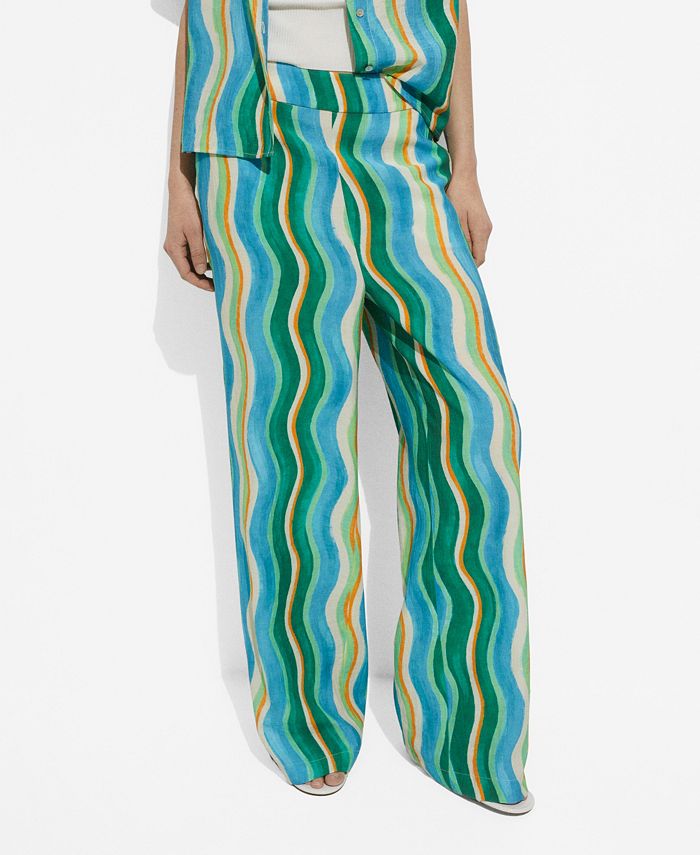 MANGO Women's Wide Leg Printed Pants - Macy's