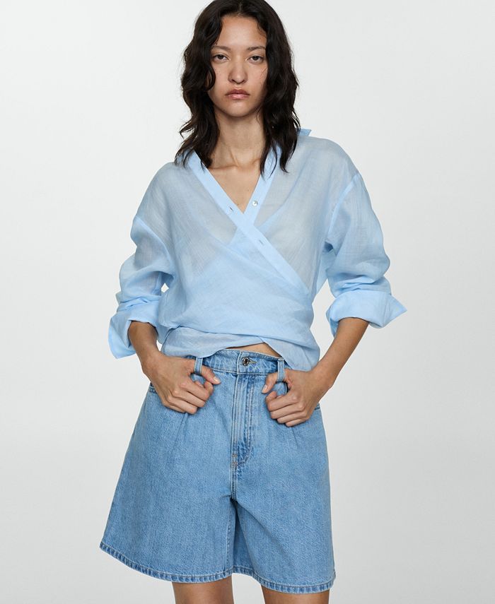 MANGO Women's Straight Denim Shorts - Macy's