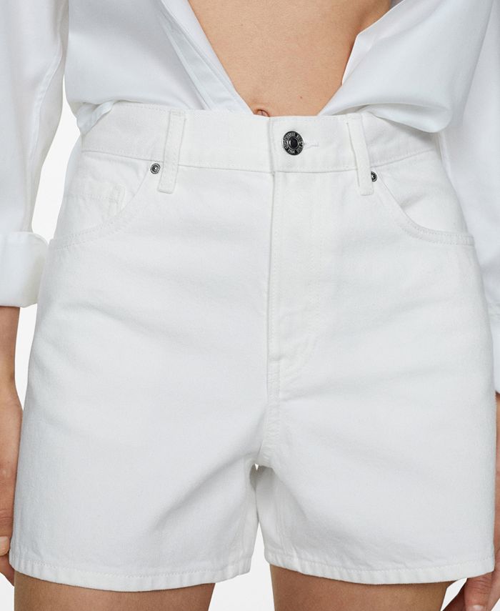 MANGO Women's High-Rise Denim Shorts - Macy's