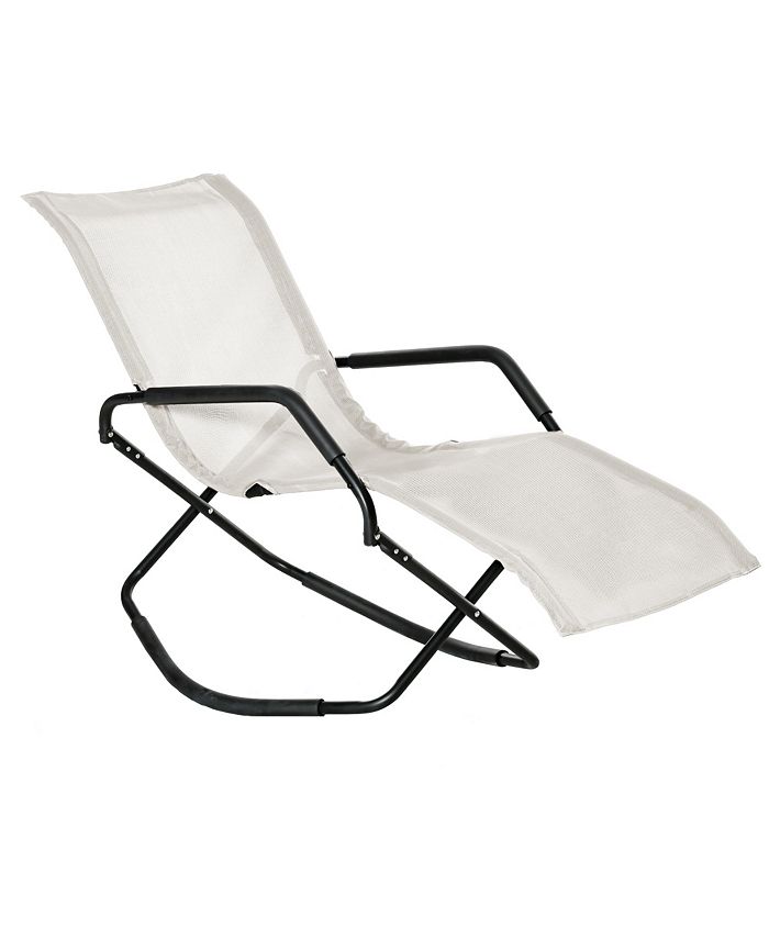 Simplie Fun Foldable Outdoor Rocking Lounge Chair for Beach, Pool ...