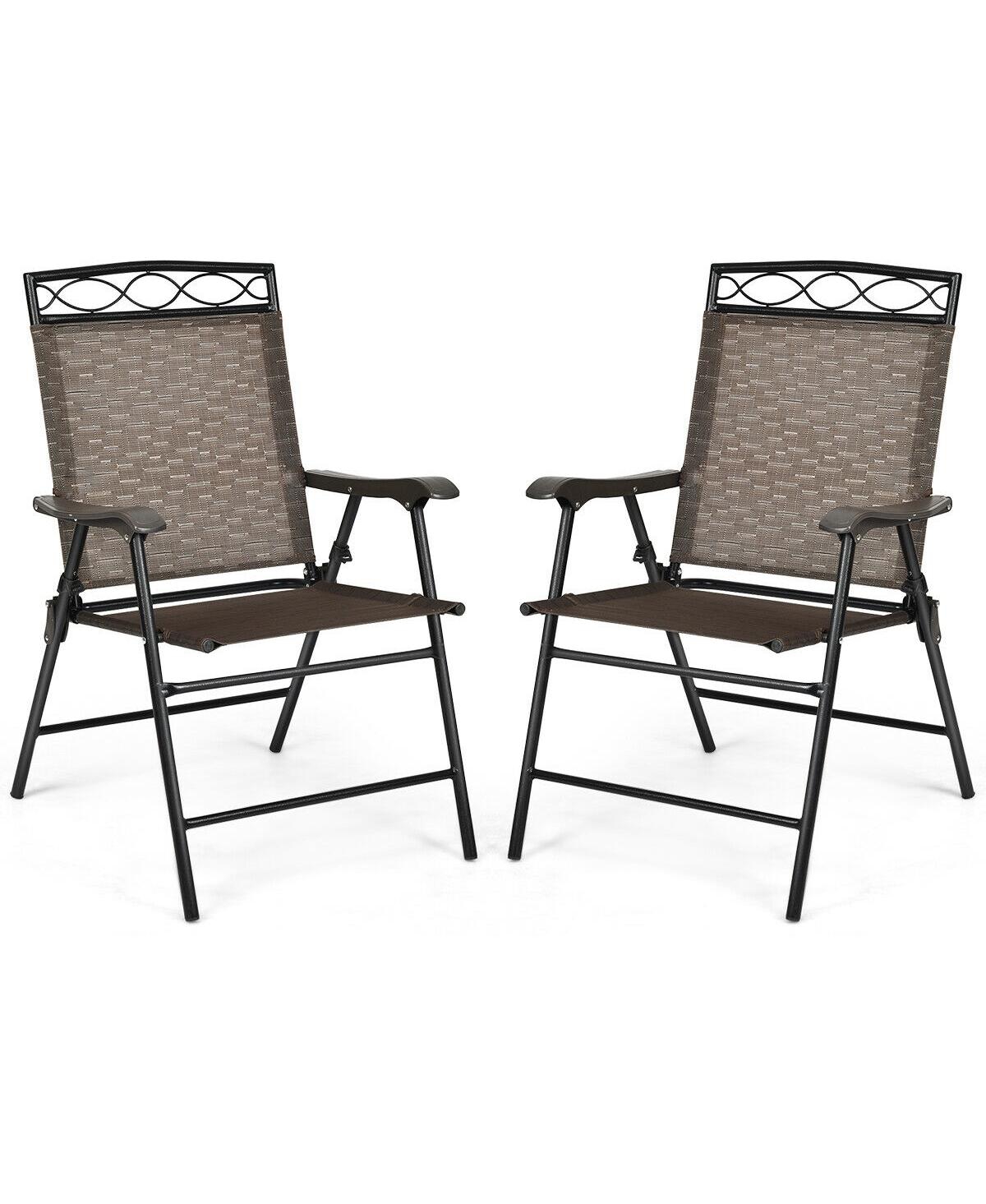 Click here for Slickblue Set of 2 Patio Folding Chairs Sling Port... prices