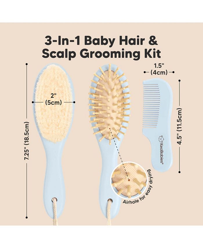 KeaBabies Baby Hair Brush and Comb Set, Oval Wooden Baby Brush Set for ...