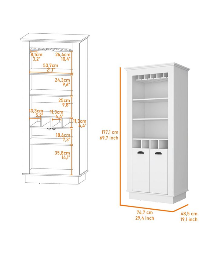 FM FURNITURE Hampton Bar Cabinet with 4-Built In Wine Rack, Glass ...
