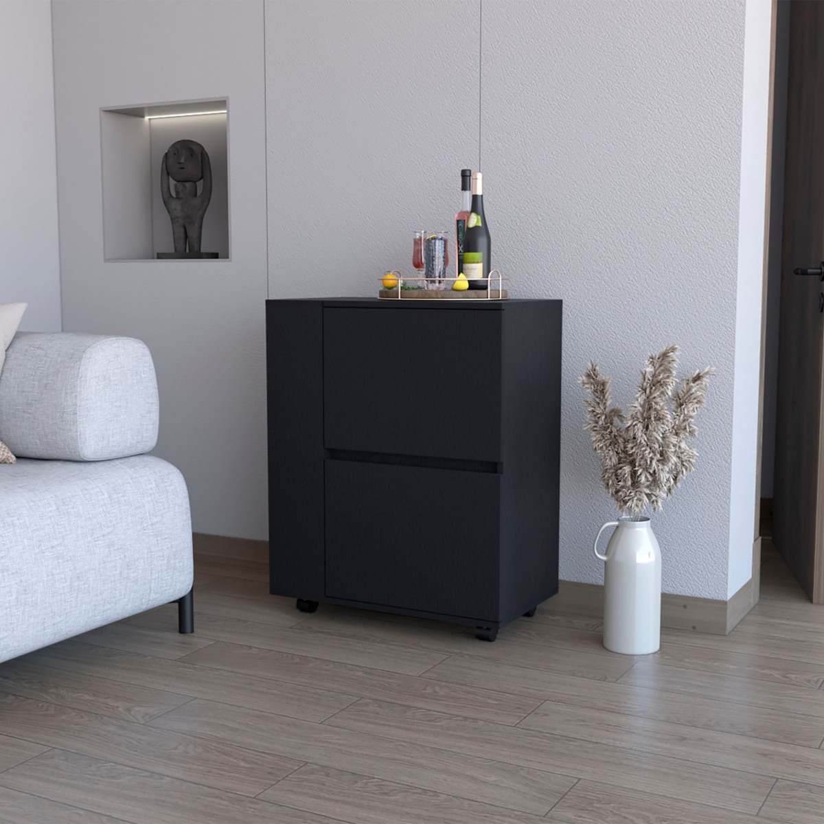 Click here for Fm Furniture Logan Bar Cart with Two Cabinets and... prices