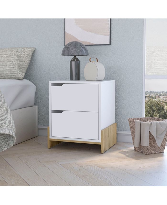 FM FURNITURE Lovell Nightstand with Sturdy Base and 2-Drawers - Macy's