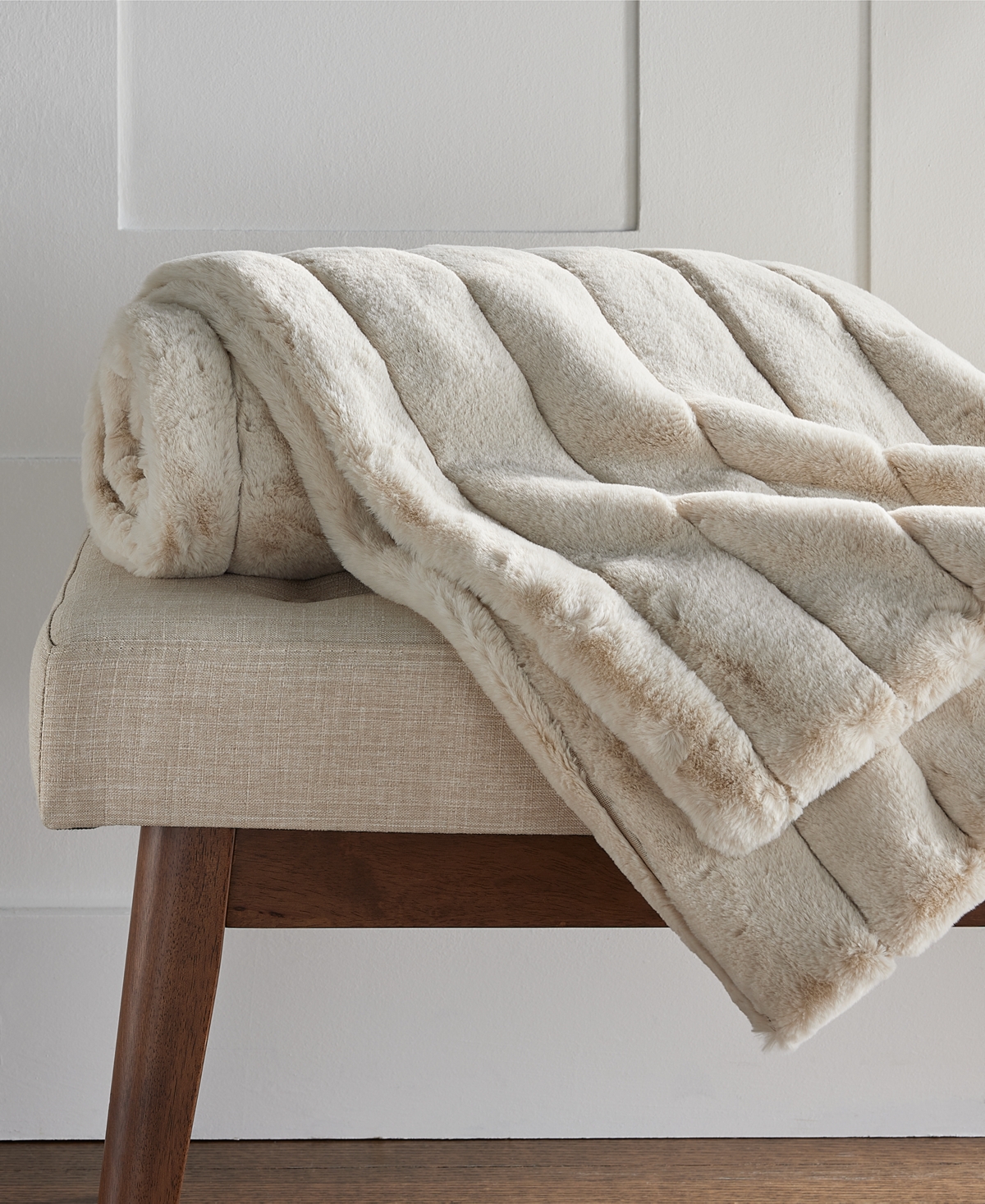 Click here for Hotel Collection Channeled Faux Fur Throw  50 x 60... prices