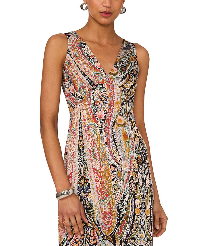 1.STATE Women's Sleeveless V-Neck Paisley Midi Dress - Macy's