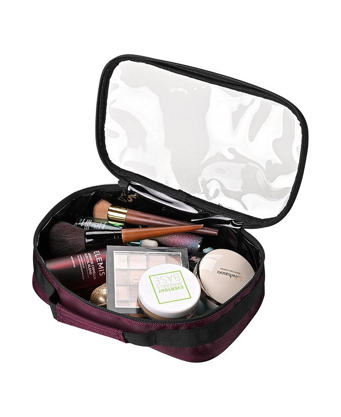 Byootique Beet Red Makeup Bag with Utility Pouch Soft Sided Cosmetic ...