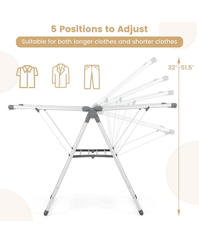Costway 2-Layer Space-saving Aluminum Drying Rack Collapsible Clothes ...