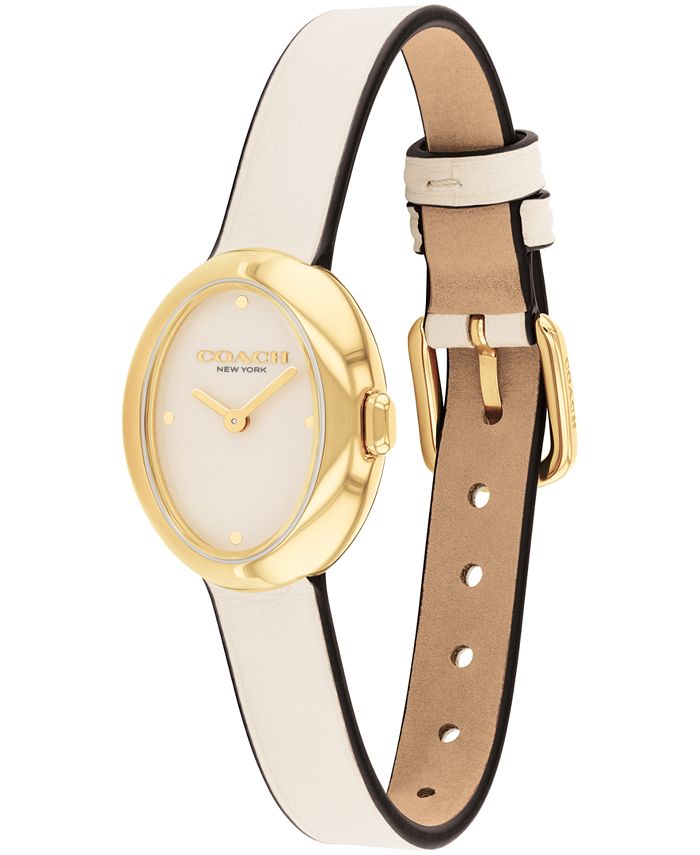 COACH Women's Chalk Sammy Leather Strap Watch 22.5mm - Macy's