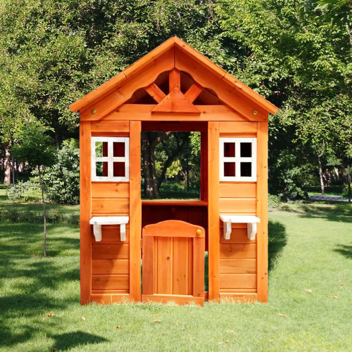 Click here for All Wooden Kids Playhouse With 2 Windows And Flowe... prices