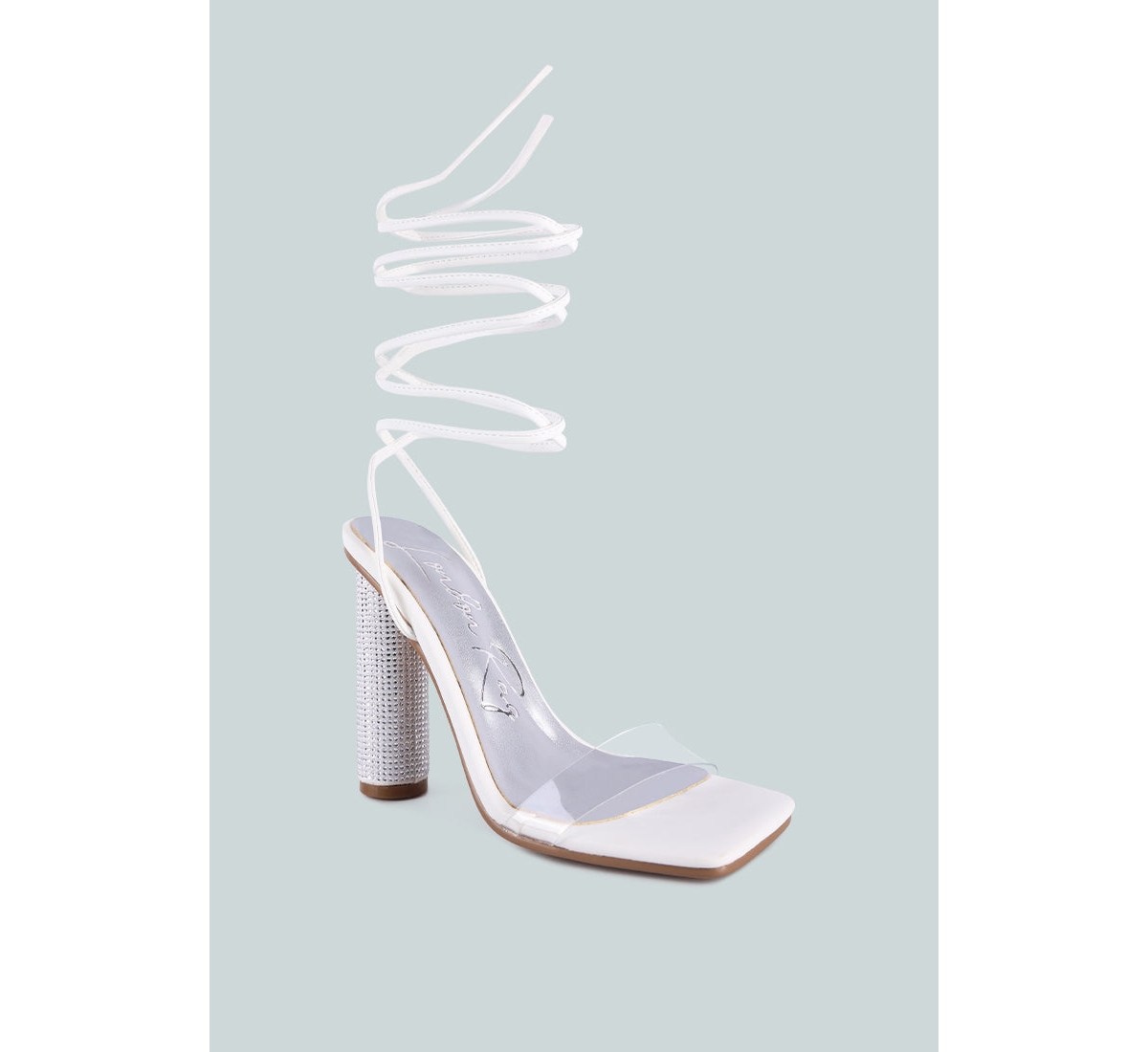 Click here for Scansta Lace Up Rhinestone Embellished Heel Sandal... prices
