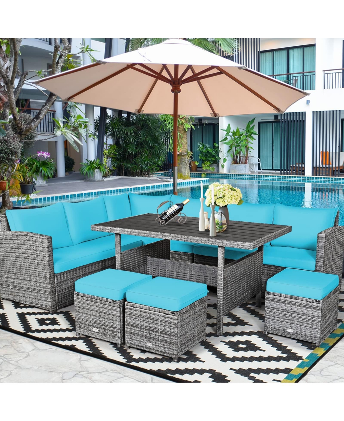 Click here for Sugift 7 Pieces Outdoor Wicker Sectional Sofa Set... prices