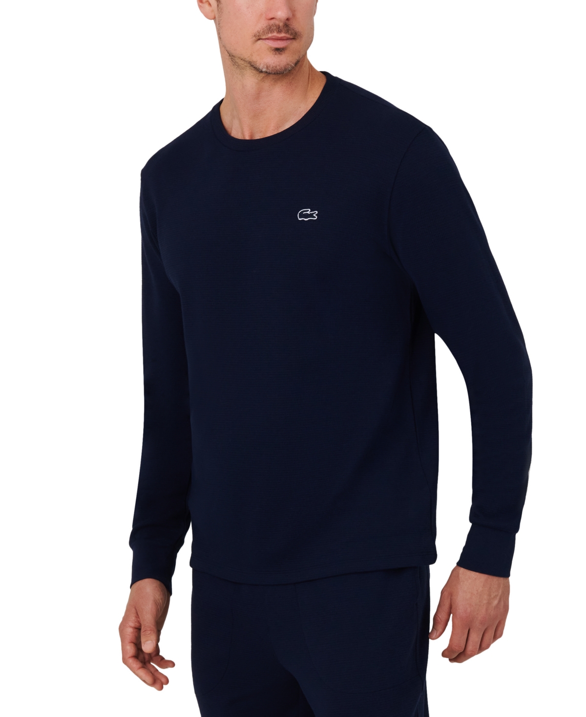 Click here for Lacoste Mens Waffle-Knit Thermal Sleep Shirt - Nav... prices