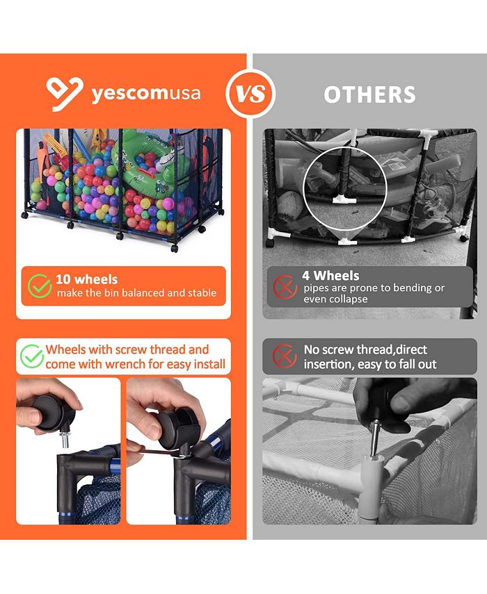 Yescom Metal Frame 10 Wheels Rolling Mesh Pool Storage Bin XX-Large ...