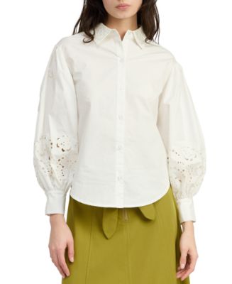 En Saison Women's Quinton Cotton Long-Sleeve Shirt - Macy's