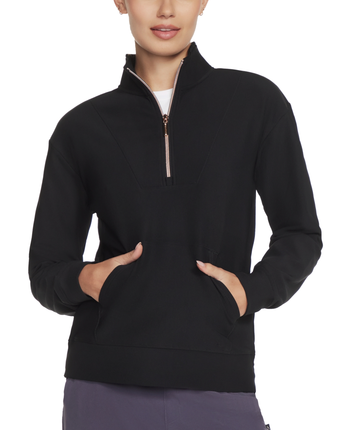 Click here for Skechers Womens Go Luxe Ribbed Knit Quarter Zip Ja... prices