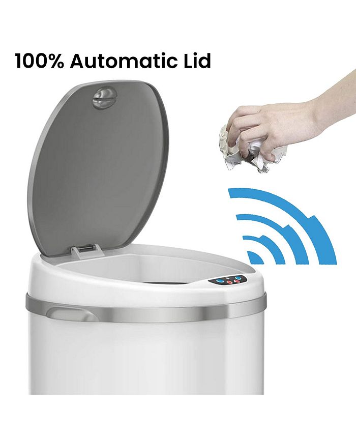 iTouchless Stainless Steel Round Sensor Trash Can with AbsorbX Odor ...