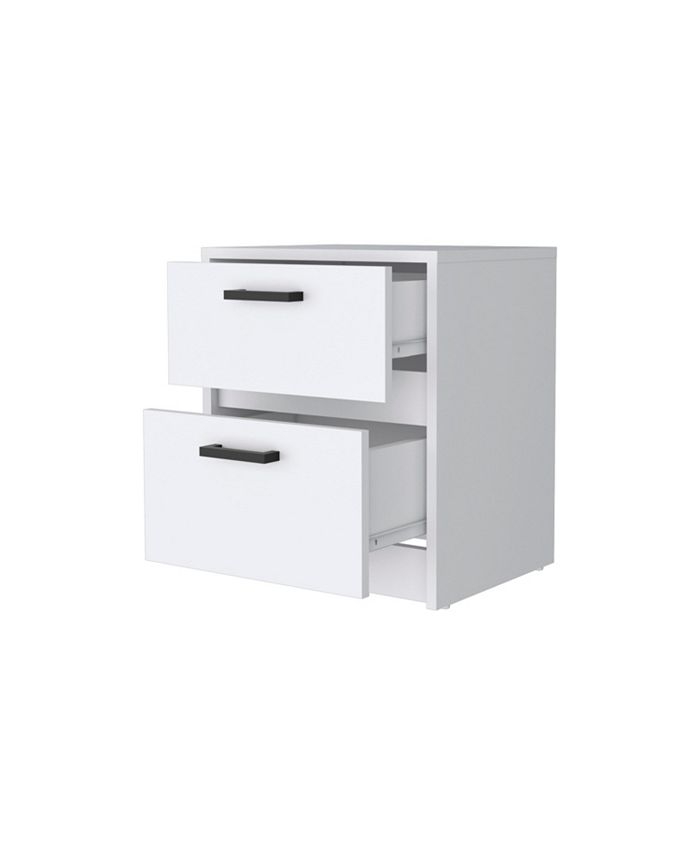 FM FURNITURE Myrtle 2 Drawers Nightstand, Bedside Table with Metal ...