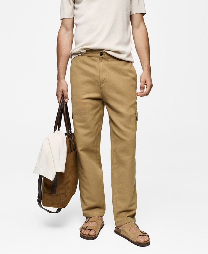 MANGO Men's Cotton-Linen Cargo Pants - Macy's