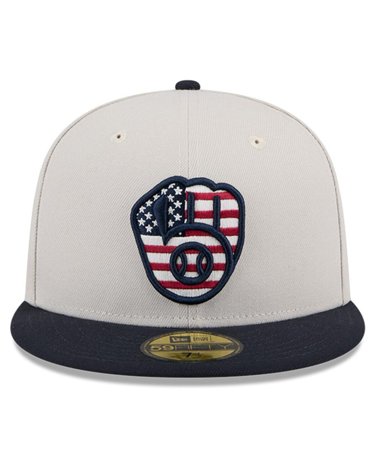 New Era Men's Black Milwaukee Brewers 2024 Fourth Of July 59fifty Fitted Hat In Khaki | ModeSens