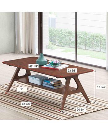 Simplie Fun Mid-Century Modern Wood Coffee Table with Shelf - Macy's