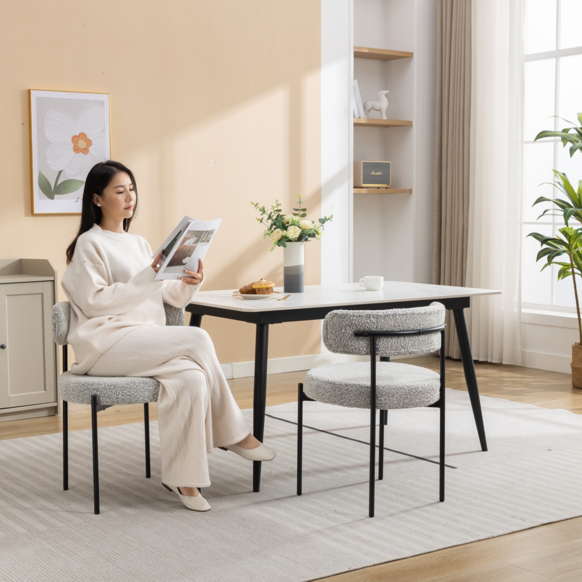 Click here for Streamdale Furniture Modern Round Boucle Dining Ch... prices