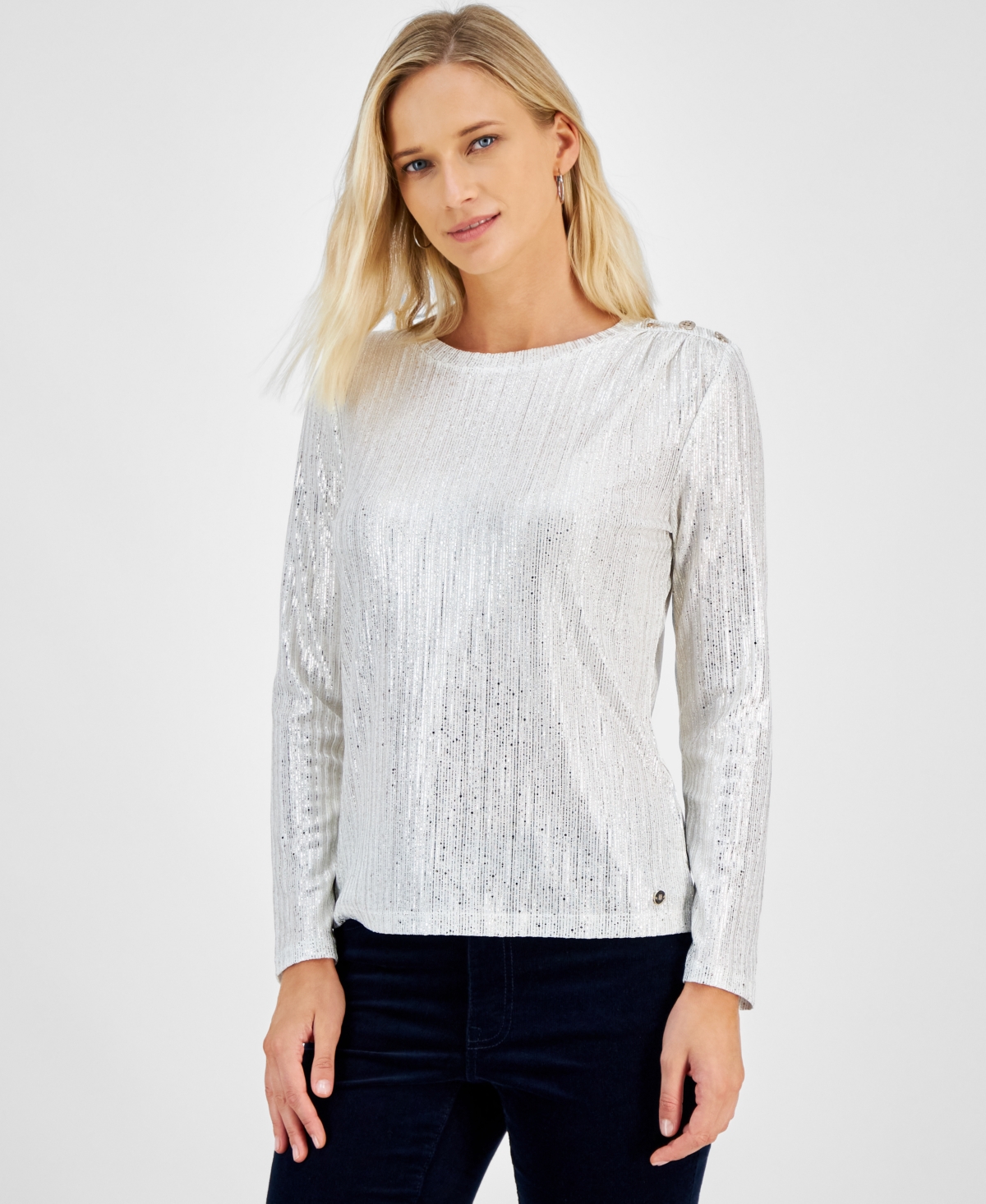 Click here for Tommy Hilfiger Womens Shine Ribbed Knit Long-Sleev... prices