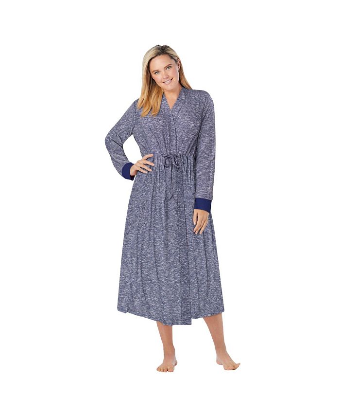 Dreams & Co. Plus Size Marled Long Duster Robe - Macy's